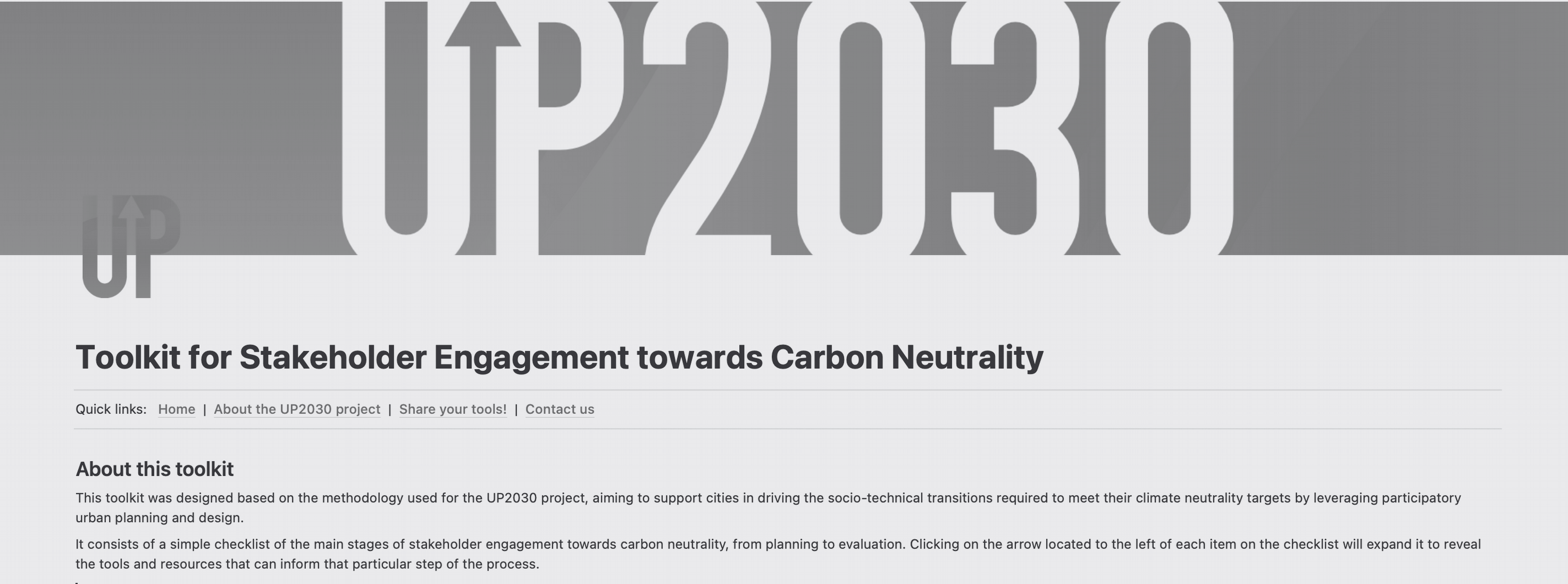 UP2030 - Toolkit for Stakeholder Engagement towards Carbon Neutrality - k3y